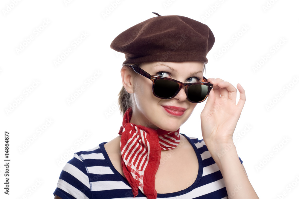 beautiful girl in classic 60s french look Stock Photo | Adobe Stock