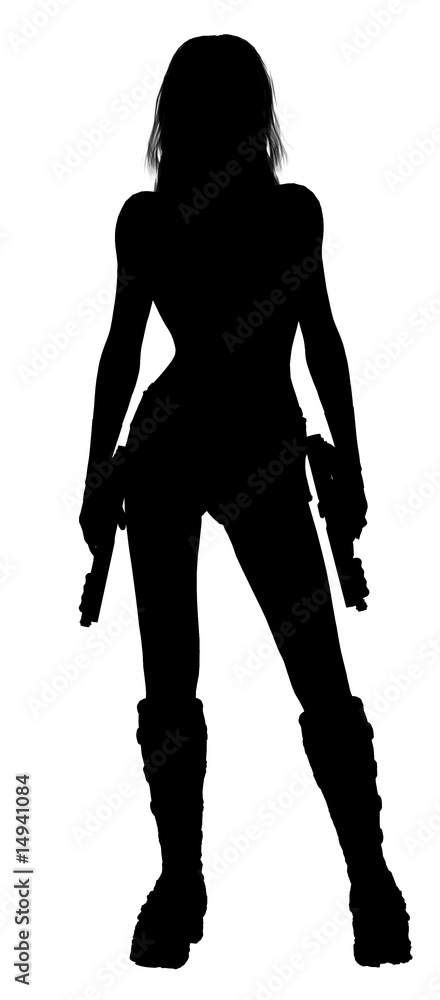 Girl With Gun Silhouette