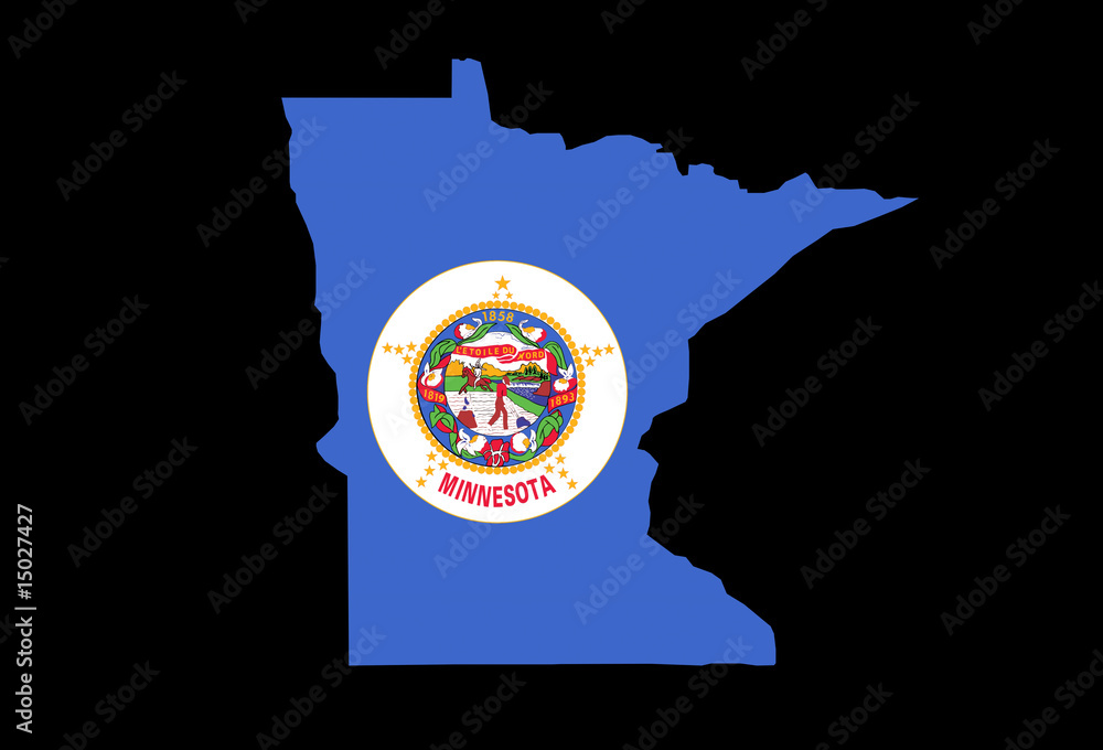 Minnesota Flag as the territory Map on the Black Background Stock ...