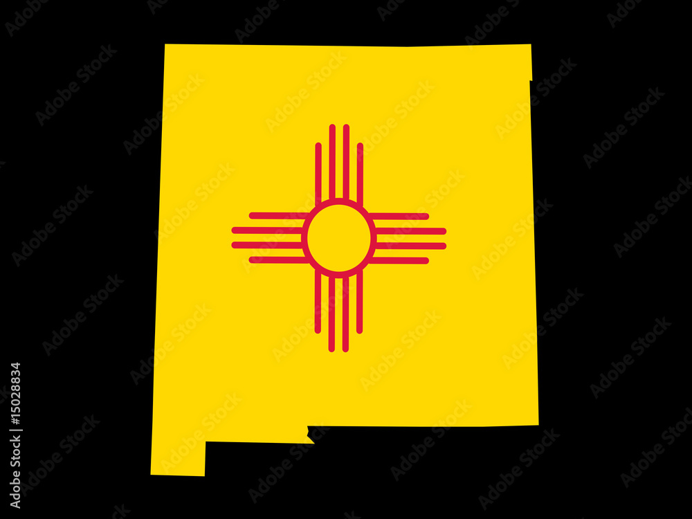 New Mexico Flag as the territory Map on the Black Background Stock ...