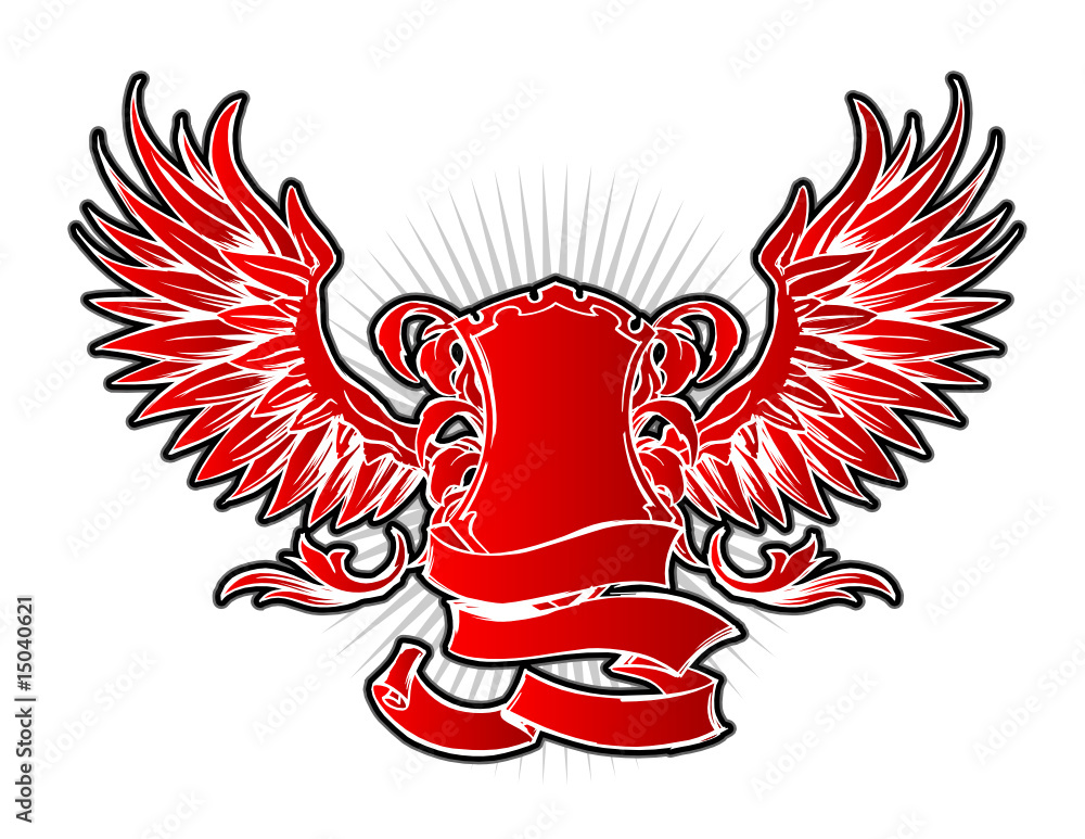 Red Crest with Wings Stock Vector | Adobe Stock