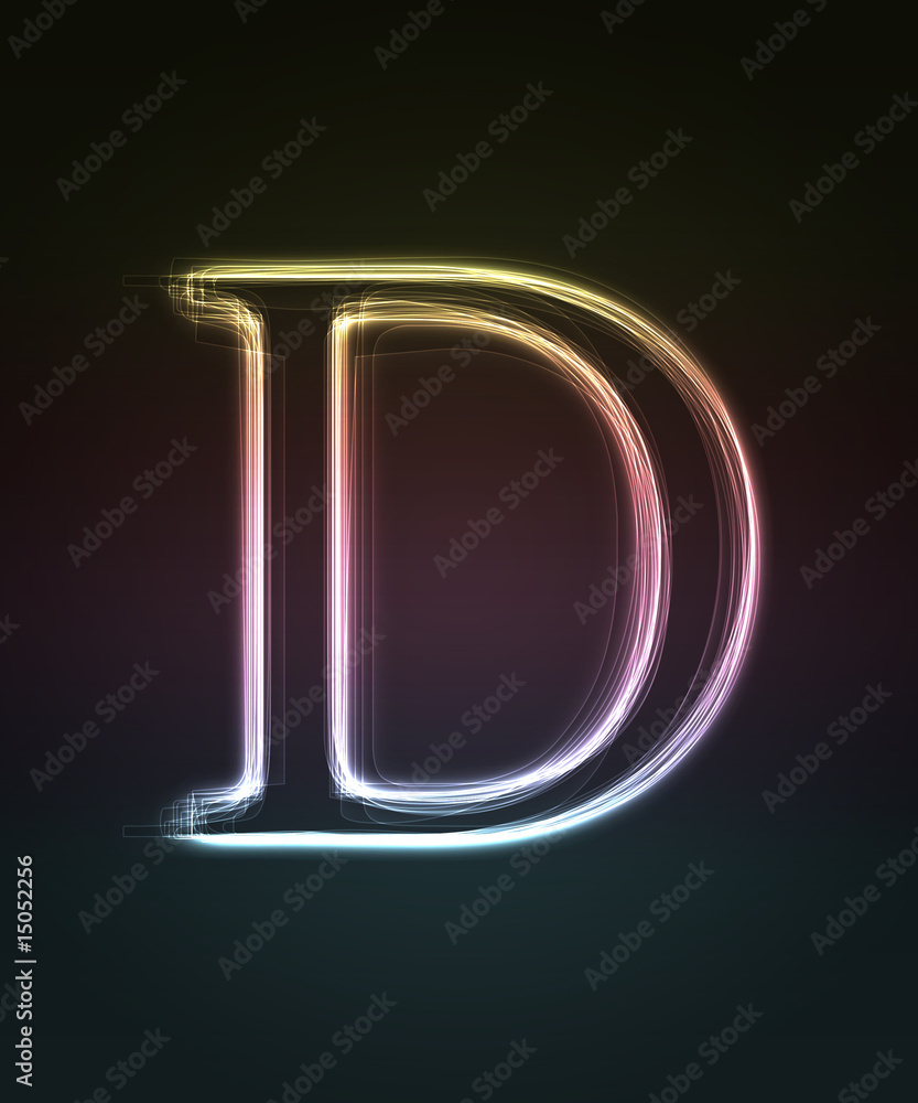 Glowing font. Shiny letter D. Stock Illustration | Adobe Stock