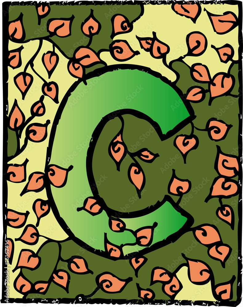 Vecteur enluminure lettre C alphabet Stock Vector | Adobe Stock