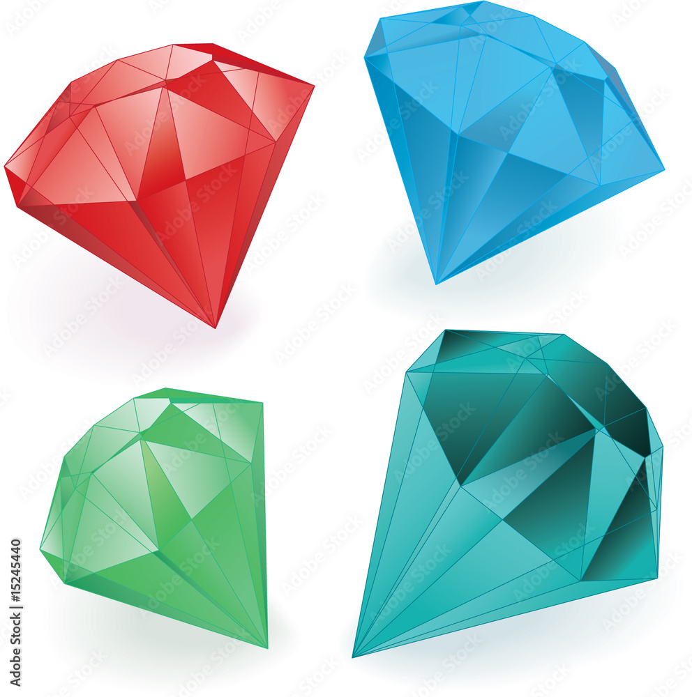 set of colored gems over white vector Stock Vector | Adobe Stock