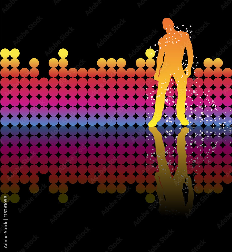 Sexy boy dancing on a rainbow background Stock Vector | Adobe Stock