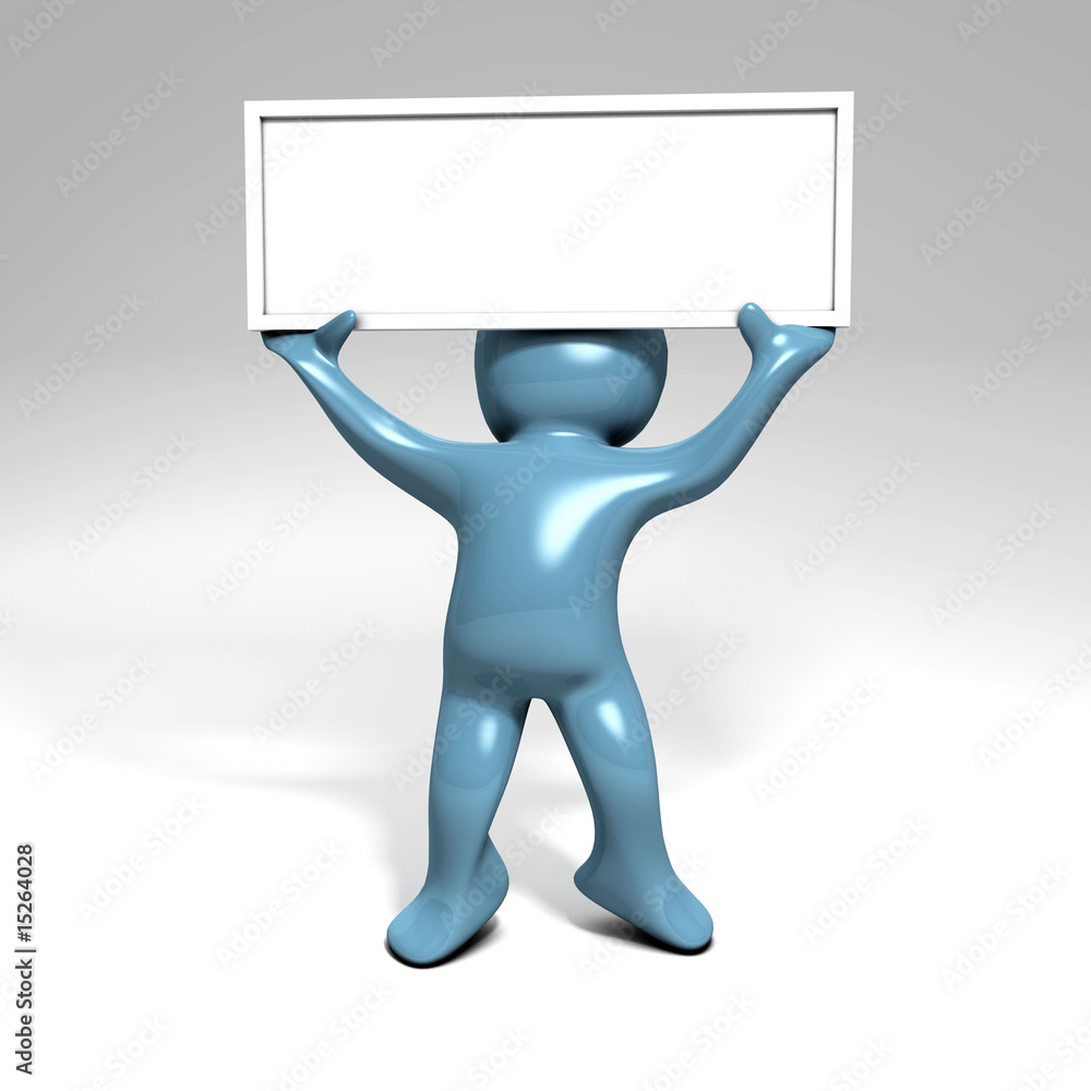 omino con cartello Stock Illustration | Adobe Stock