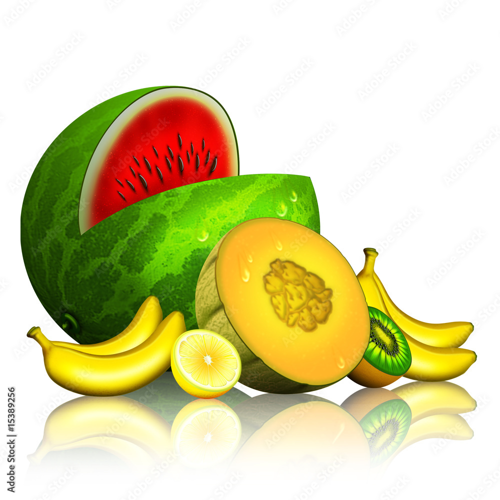 Illustrazione Stock Frutta estate-Summer Fruit-Fruit été | Adobe Stock
