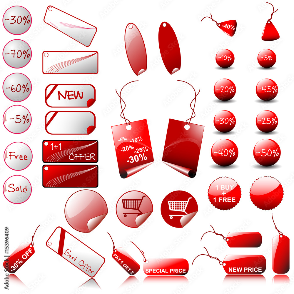 big set of vector price tags - you can use it for any sale time Stock ...