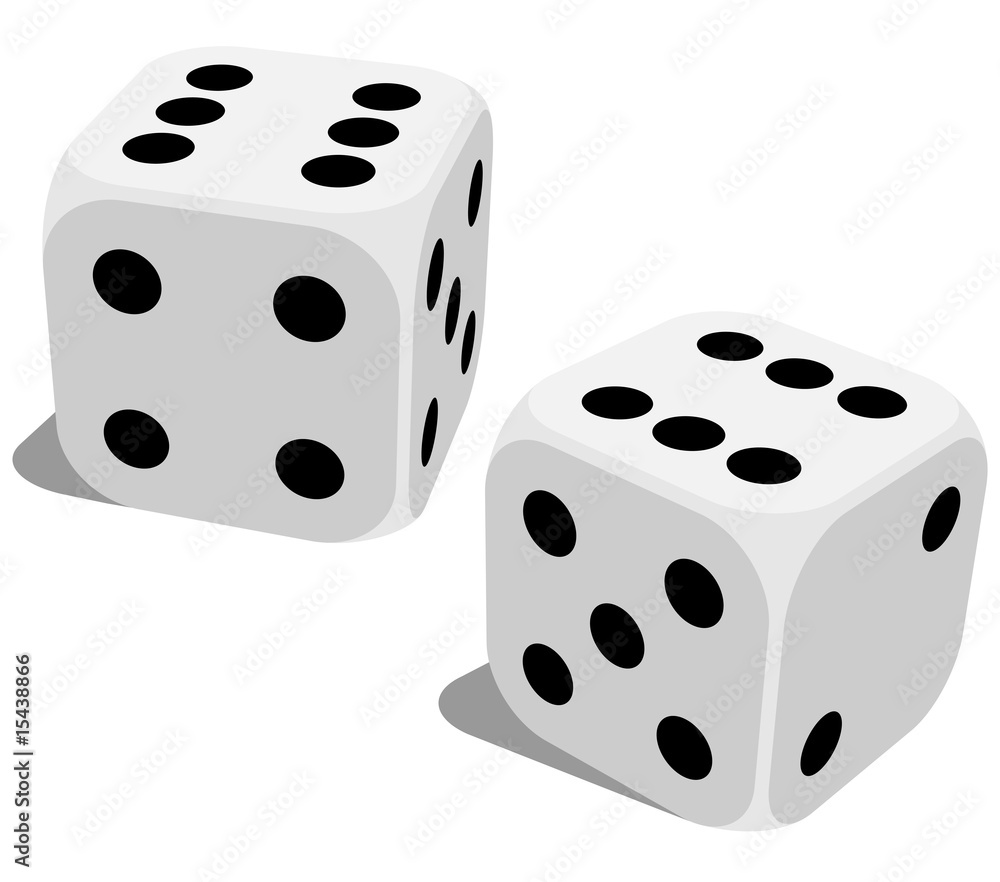 White dice with double six roll Stock Vector | Adobe Stock