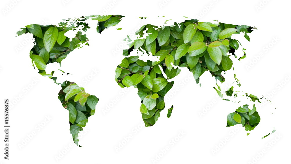 World map of green leaves - environment concept Stock Photo | Adobe Stock