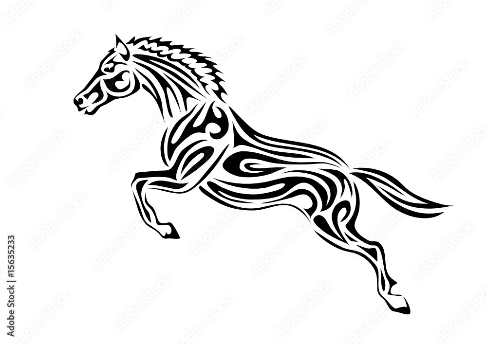 Springendes Pferd, isolierte Illustration Stock Vector | Adobe Stock