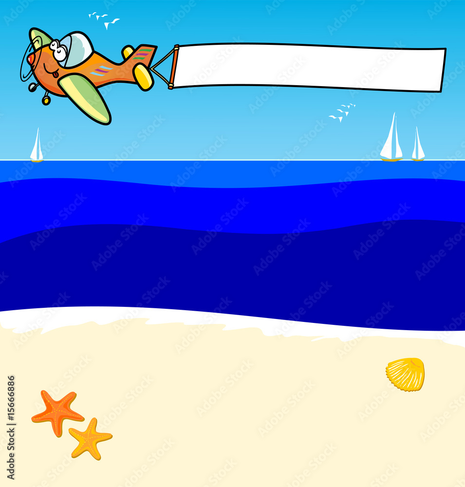 Vettoriale Stock Aereo con striscione sul mare | Adobe Stock