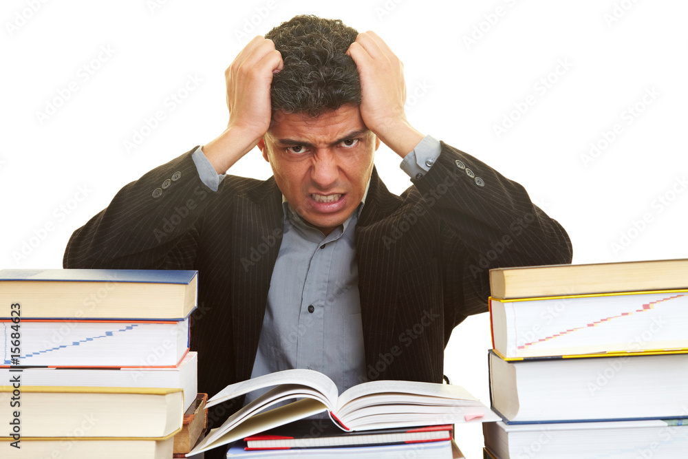 Haare raufen beim Lernen Stock Photo | Adobe Stock