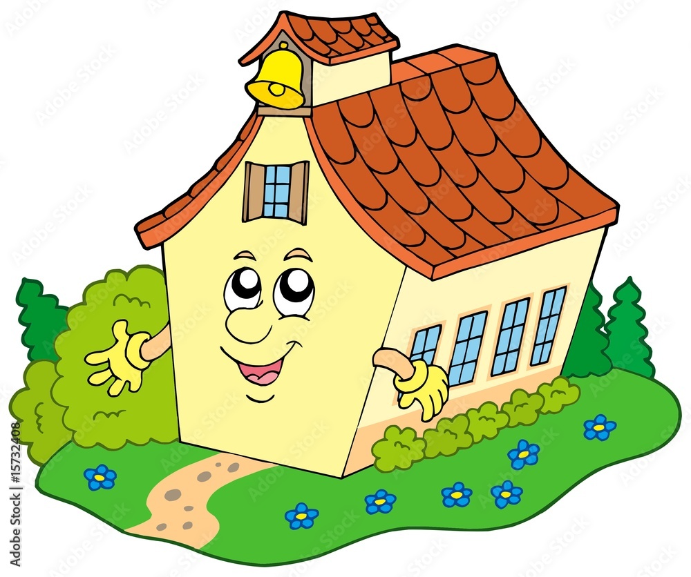 Cartoon school building Stock Vector | Adobe Stock