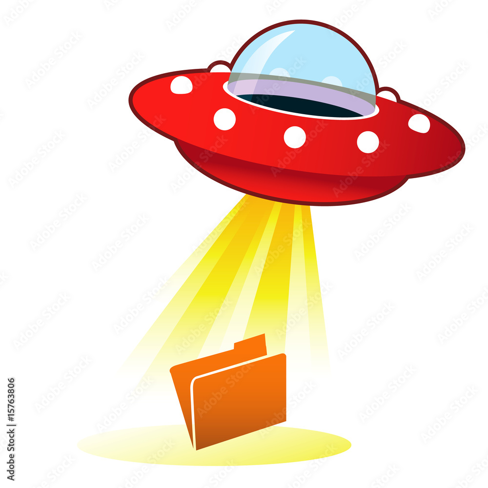 File folder icon on retro flying saucer UFO Stock Vector | Adobe Stock