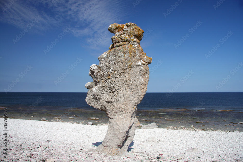 Raukar am Strand von Langhammar (Gotland, Schweden) Stock Photo | Adobe ...