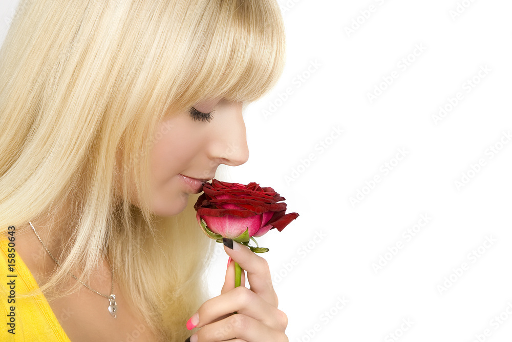 beautiful young girl with a rose Stock Photo | Adobe Stock