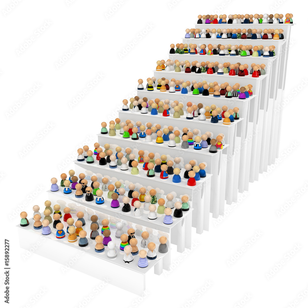 Cartoon Crowd, Stair Steps Stock Illustration | Adobe Stock