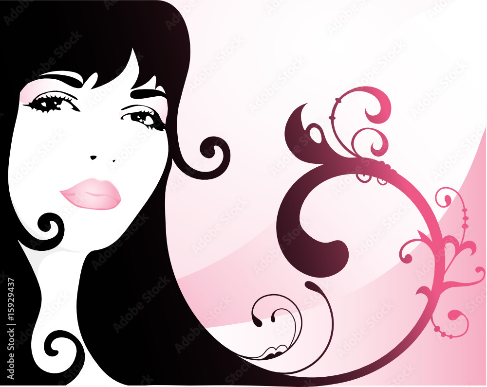 vector floral girl Stock Vector | Adobe Stock