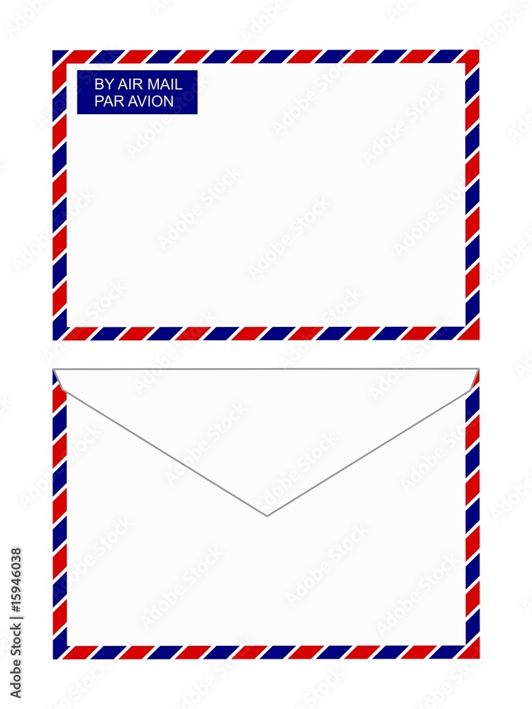 Vector back and front views of an air mail envelope Stock Vector ...