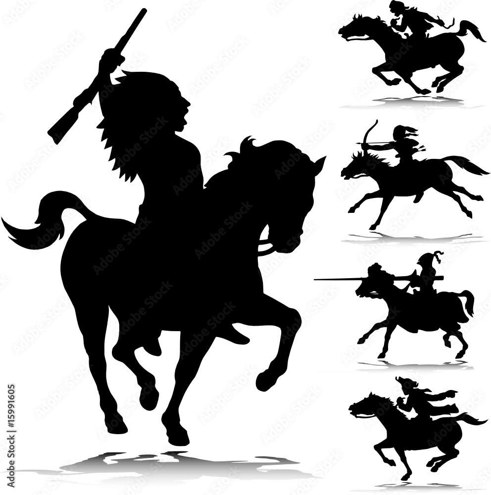 man on horse vector silhouettes Stock Vector | Adobe Stock