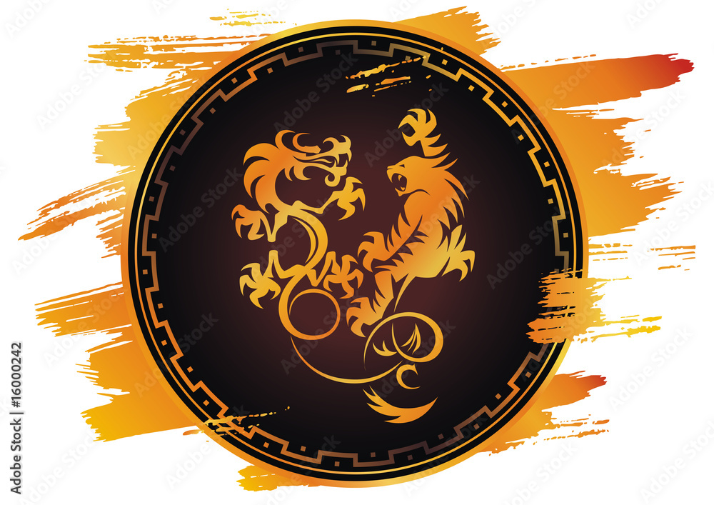 Dragon Vs Tiger Fight Stock Vector | Adobe Stock