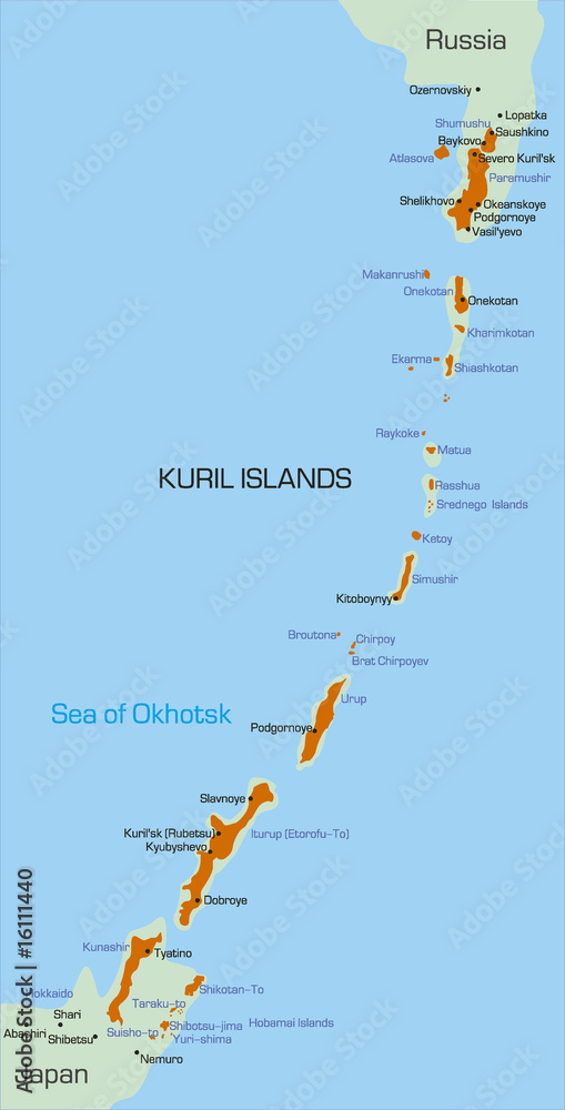 Vector color map of Kuril island Stock Vector | Adobe Stock