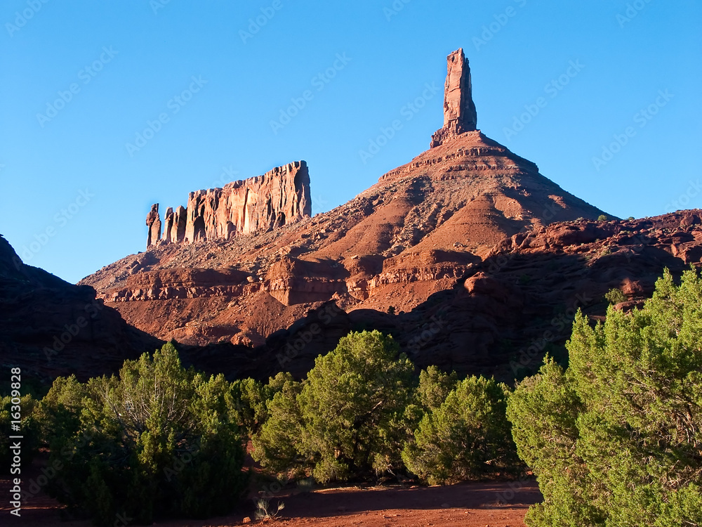 Castleton Tower, Priest and Nuns, and The Rectory, UT Stock Photo ...