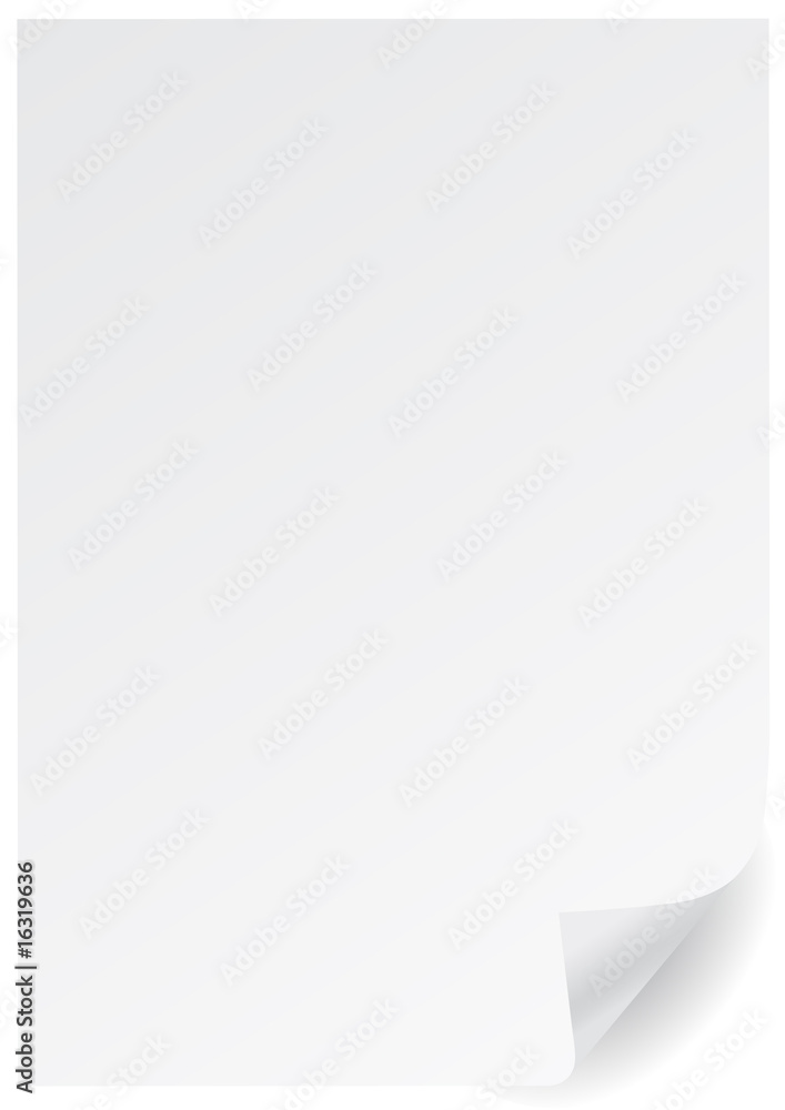A4 white vector page with corner Stock Vector | Adobe Stock