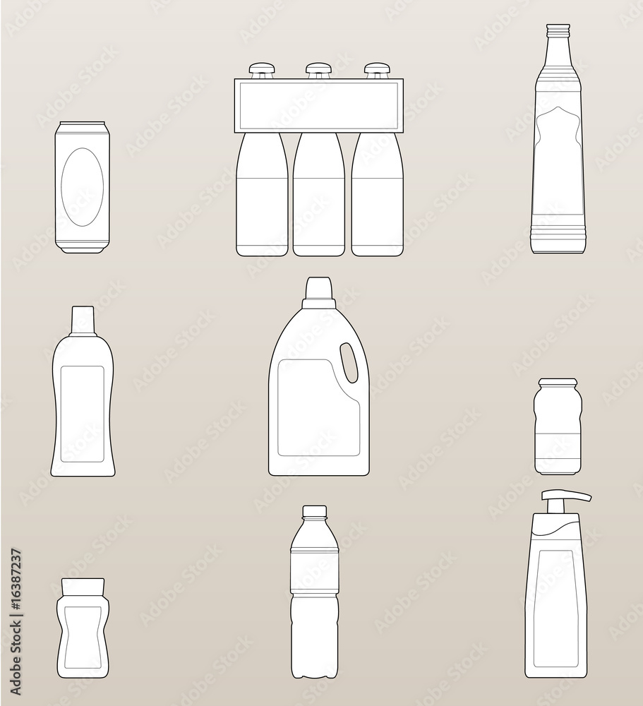 Bottles outline pack Stock Vector | Adobe Stock