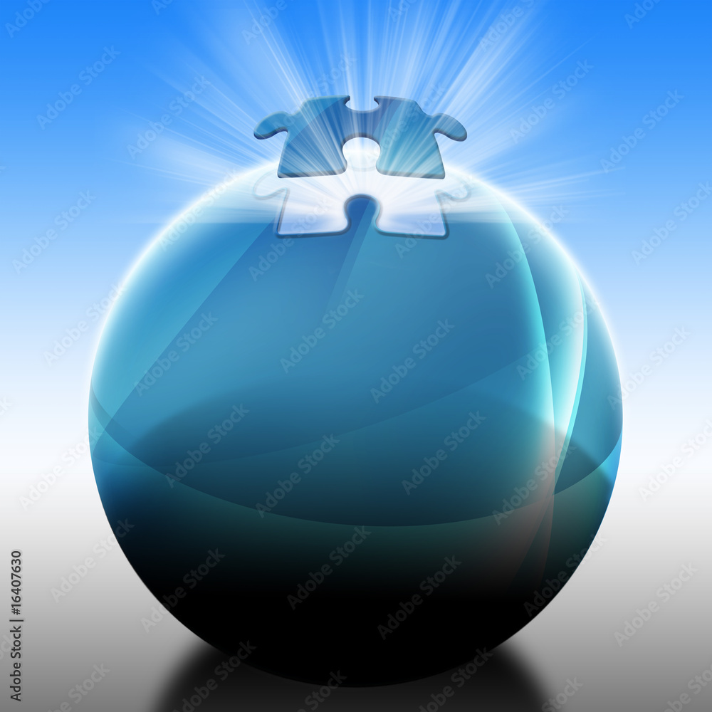 Hope solution Crisis Concept - Abstract Blue Sphere Globe Puzzle Stock ...