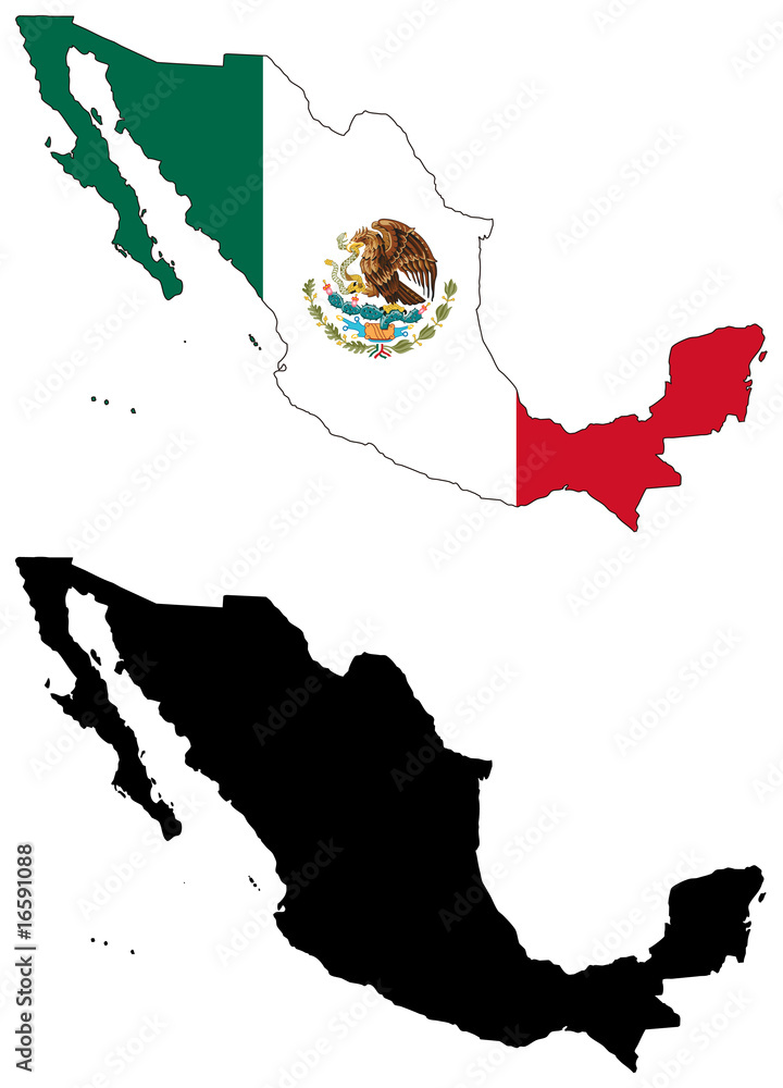 vector map and flag of mexico. Stock Vector | Adobe Stock