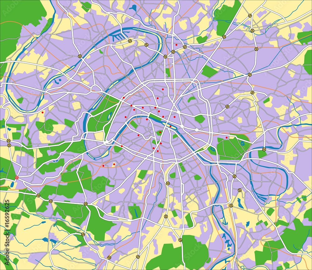 layered vector map of paris. Stock Vector | Adobe Stock