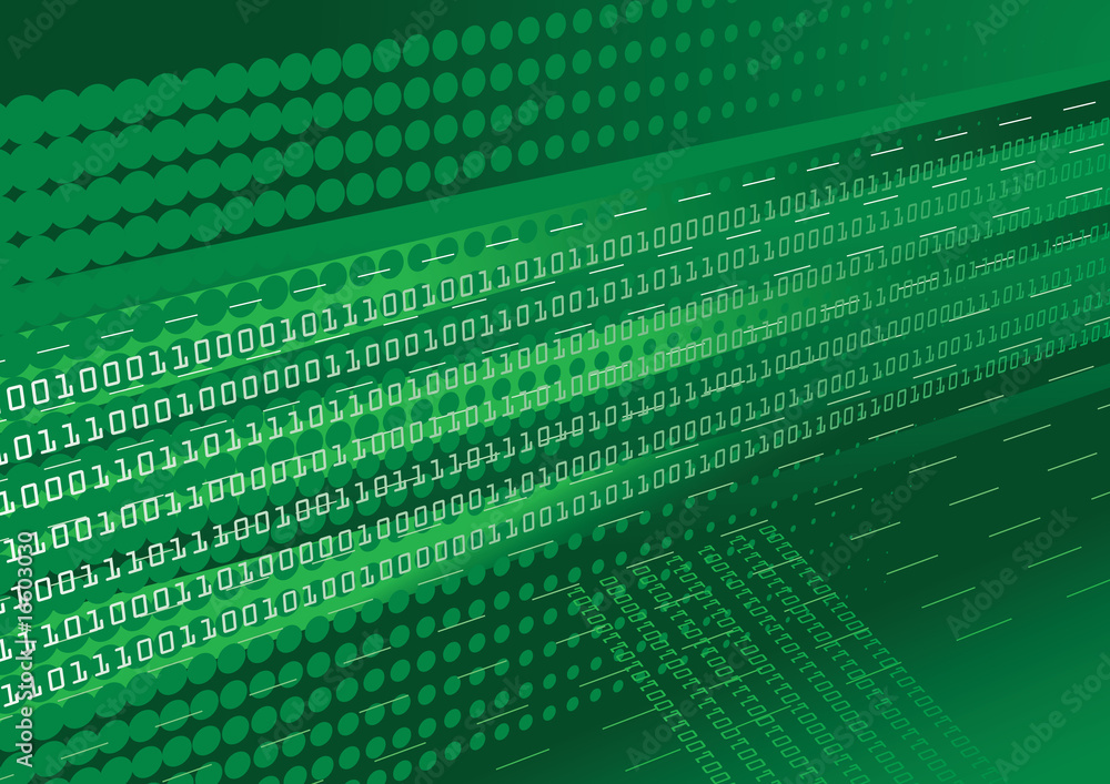 Green binary code background with halftone effect Stock Vector | Adobe ...
