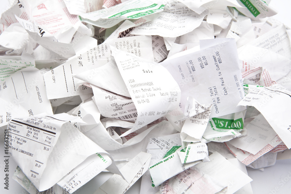 Pile of Credit Card Receipts Stock Photo | Adobe Stock