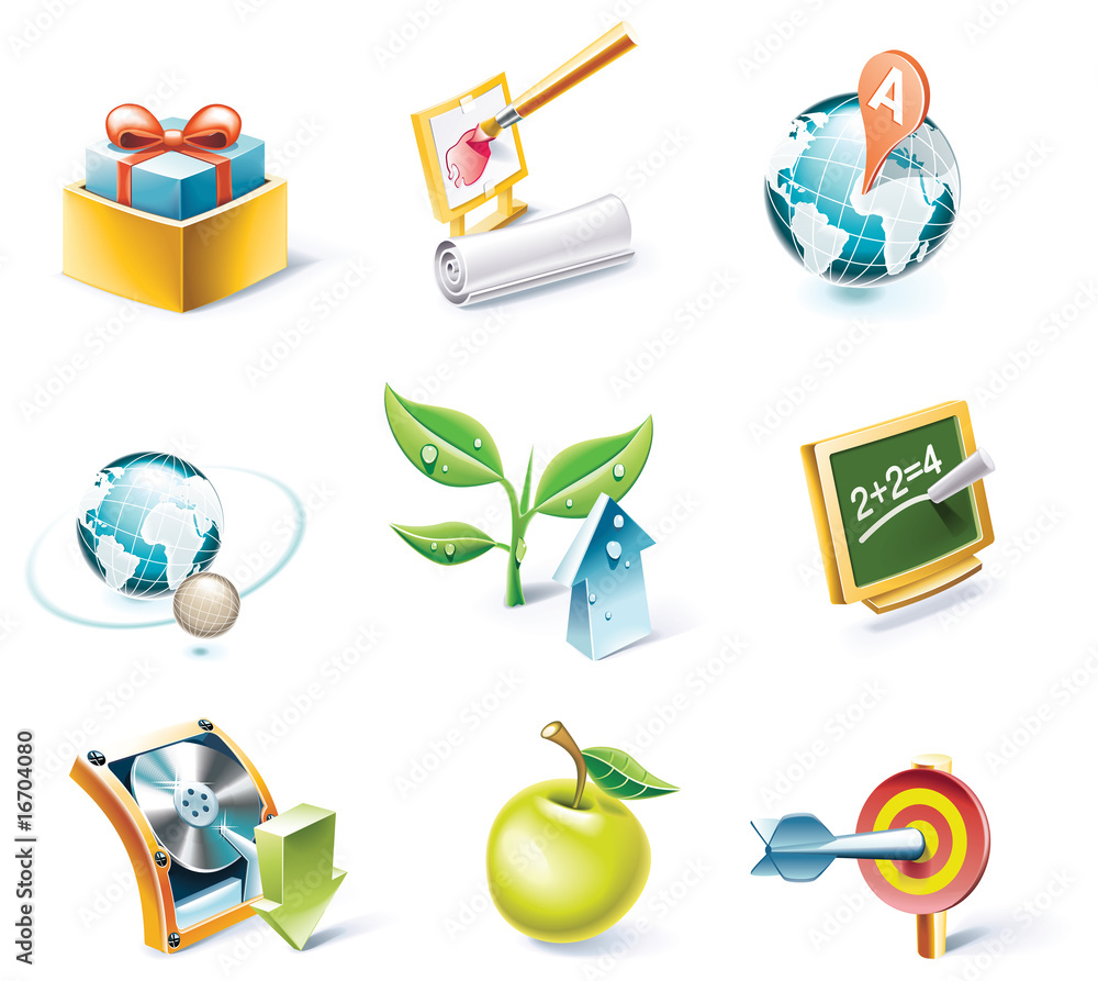 Vector cartoon style icon set. Part 5 Stock Vector | Adobe Stock