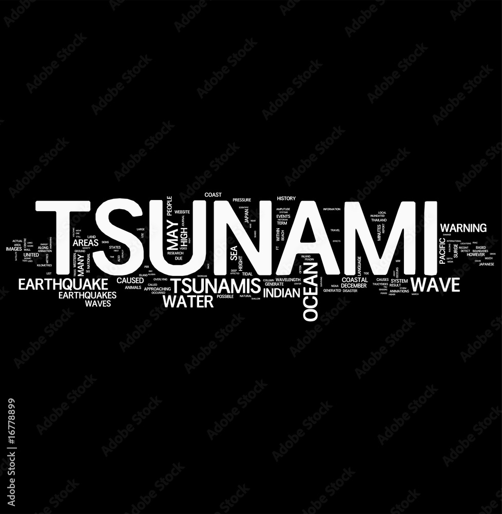 Tsunami word cloud Stock Illustration | Adobe Stock