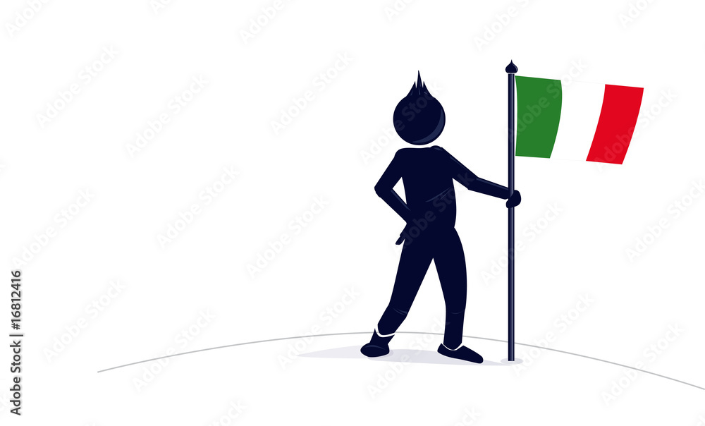 Vettoriale Stock omino con bandiera italiana | Adobe Stock