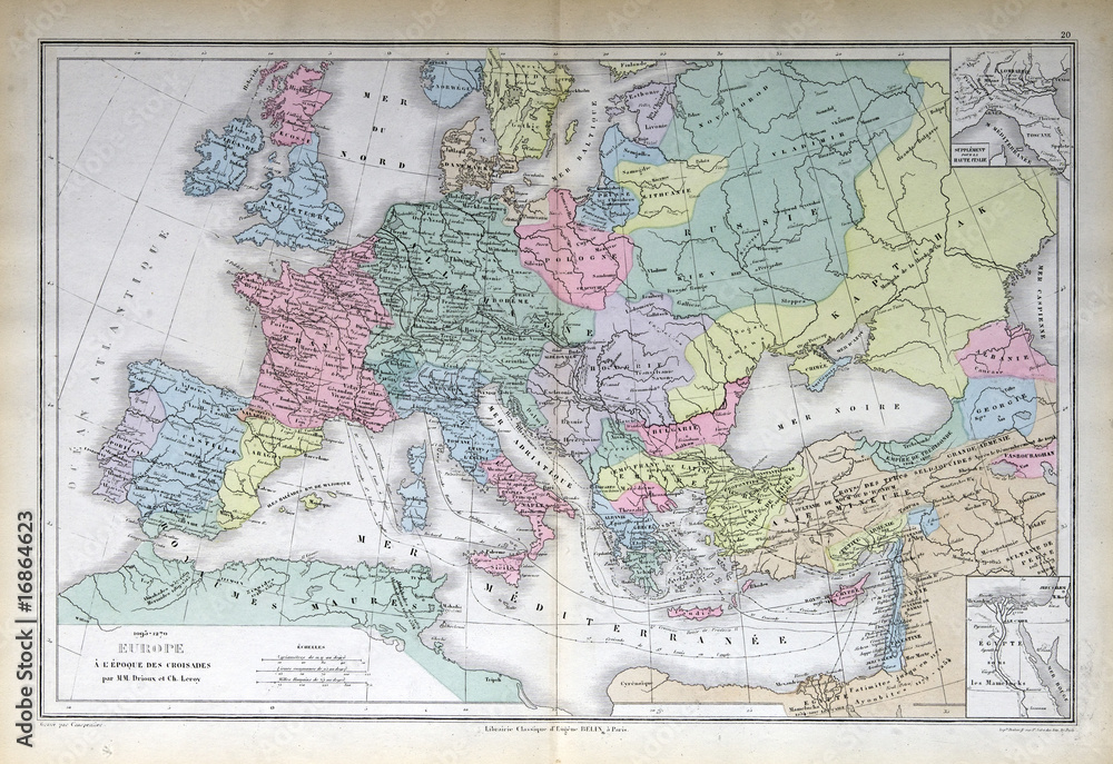 Foto de Old map of Europe, 1883 do Stock | Adobe Stock