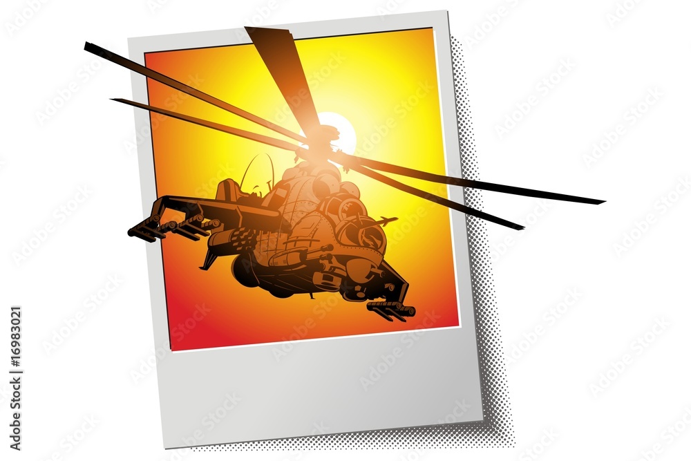 Vector photo frame with helicopter Stock Vector | Adobe Stock