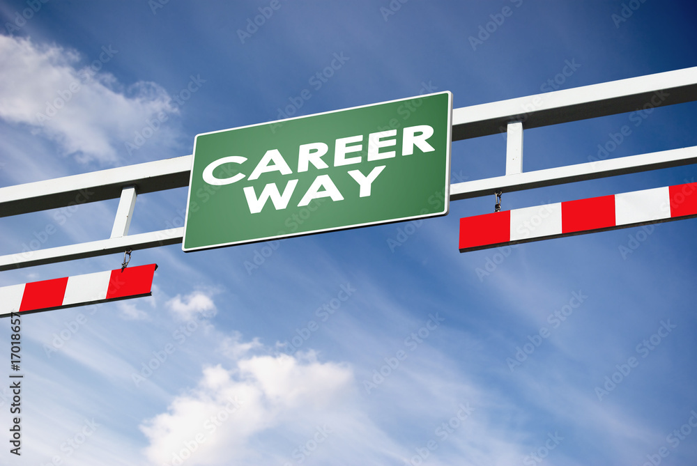 way boad direction with career way text in blue sky background Stock ...