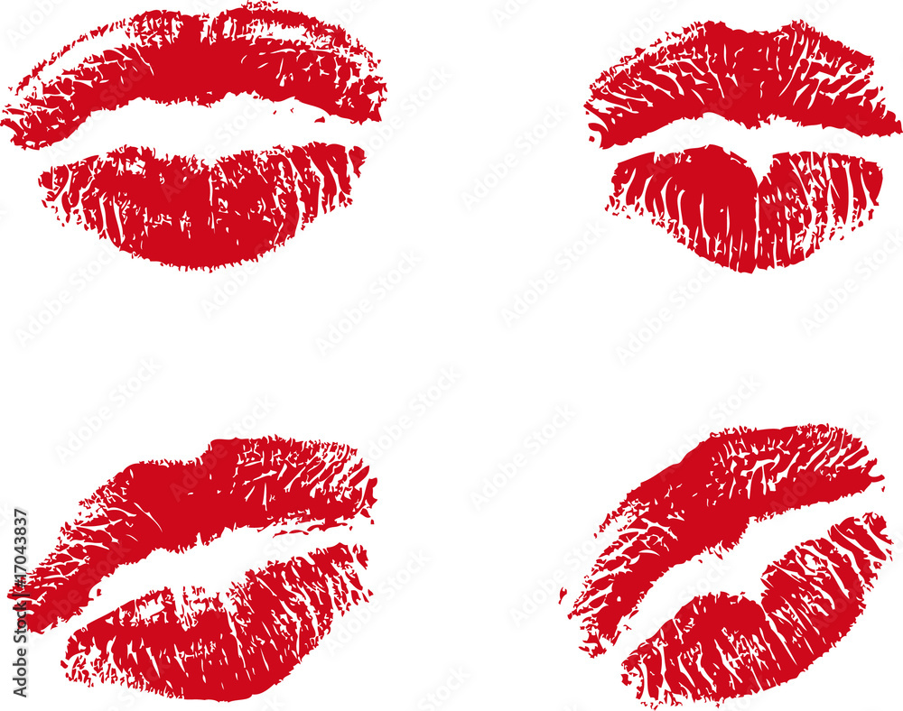 Kuss, Küsse, Lippen, Mund, Lippenstift Stock-Vektorgrafik | Adobe Stock