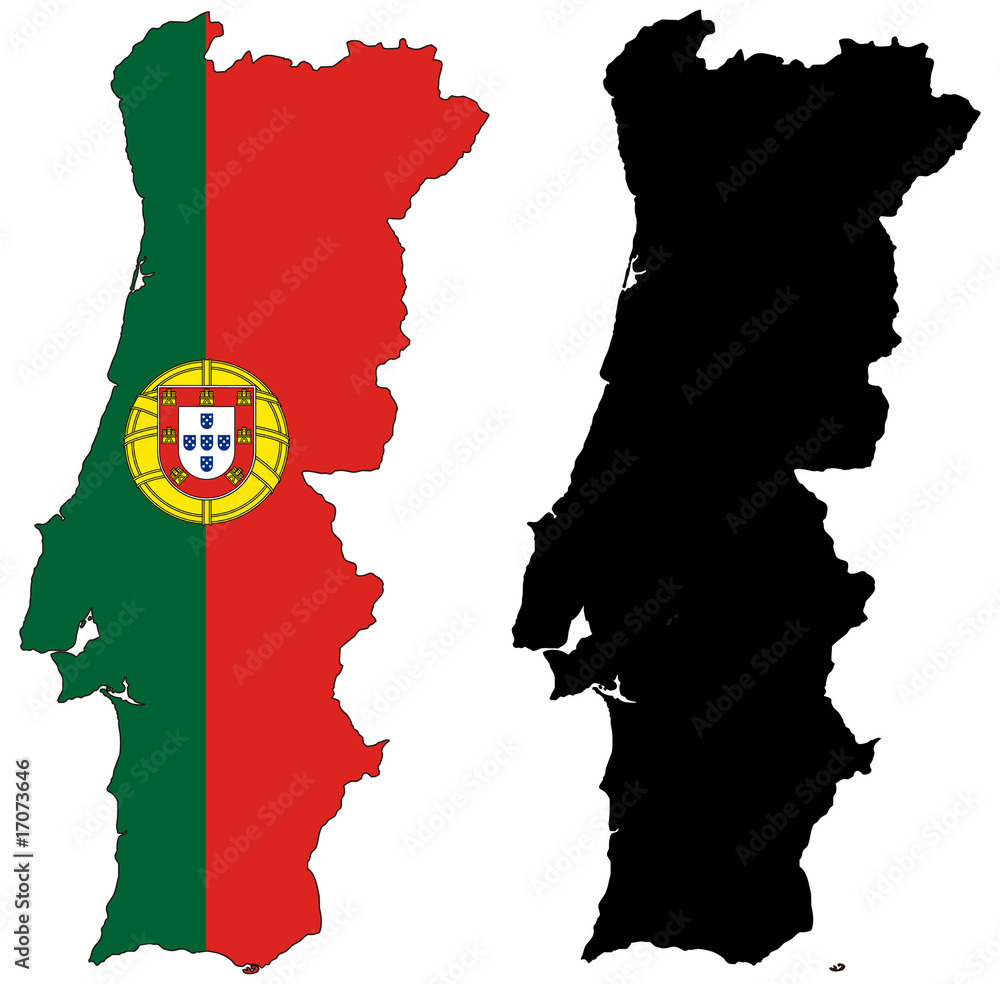 vector map and flag of portugal Stock Vector | Adobe Stock
