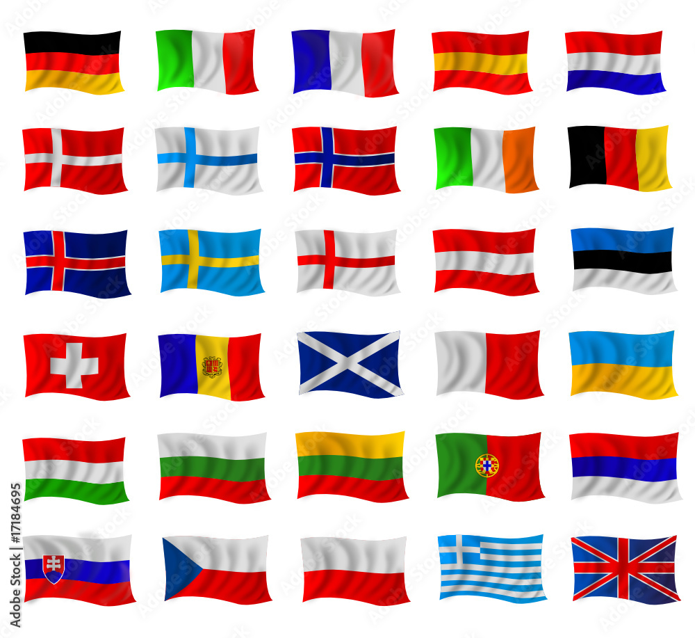 Wehende Europa Fahnen Stock Vector | Adobe Stock