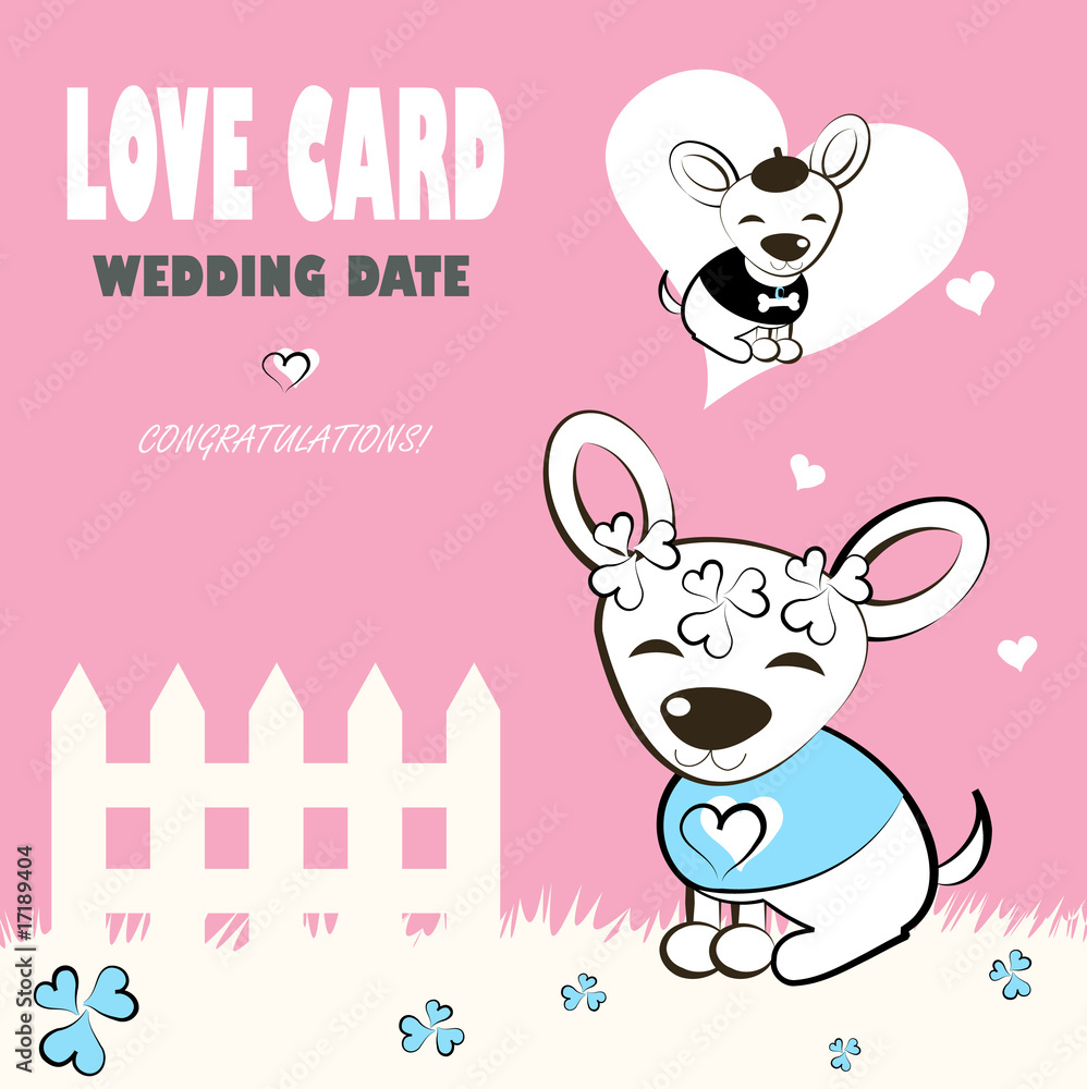 Pet in Wedding card, love, congratulations logo. Vector dog icon Stock ...