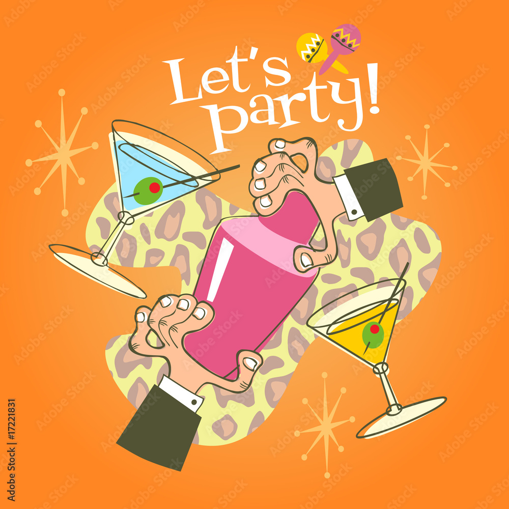 Cocktail party invitation card. Stock Vector | Adobe Stock