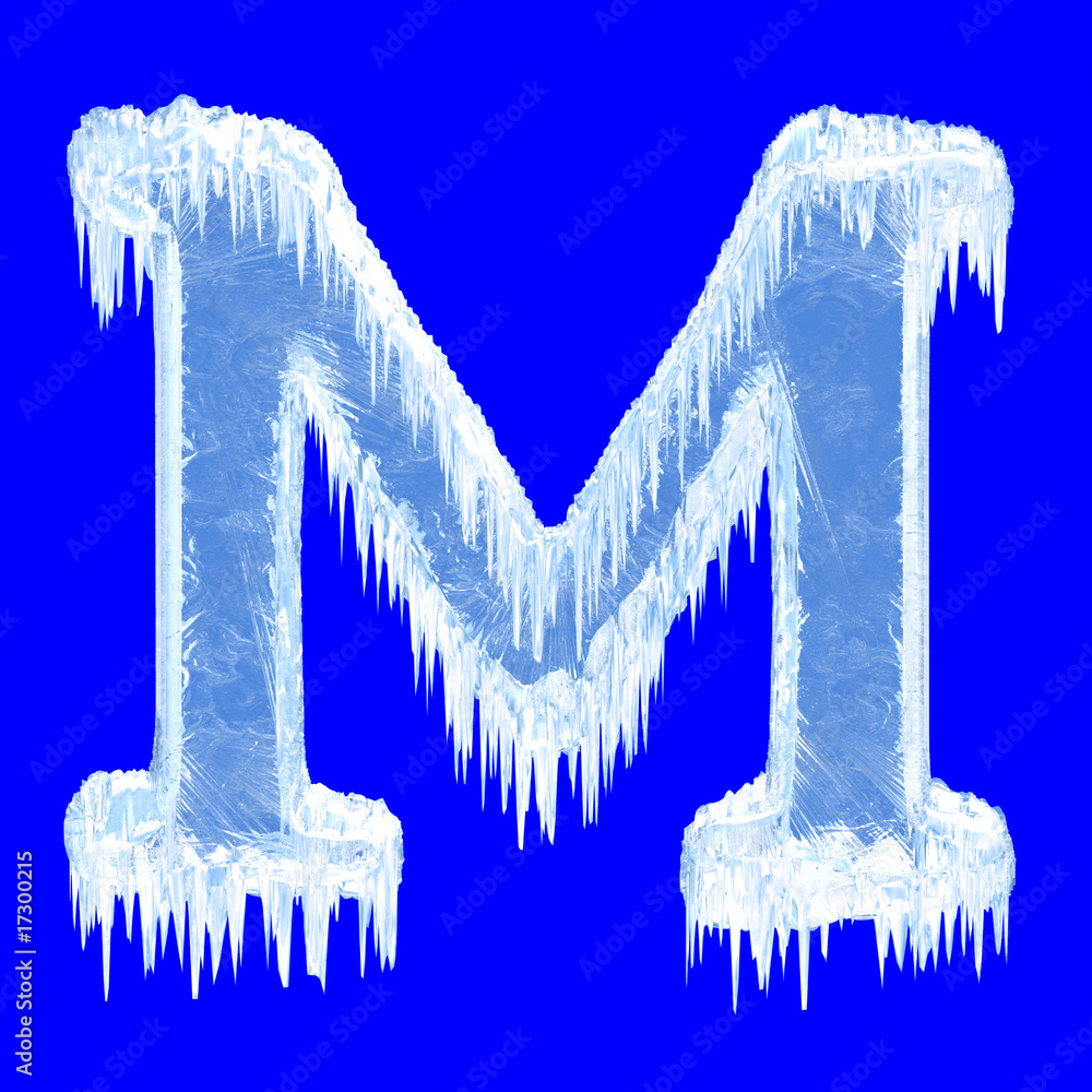 Ice-covered alphabet. Letter M.Upper case.With clipping path. Stock ...