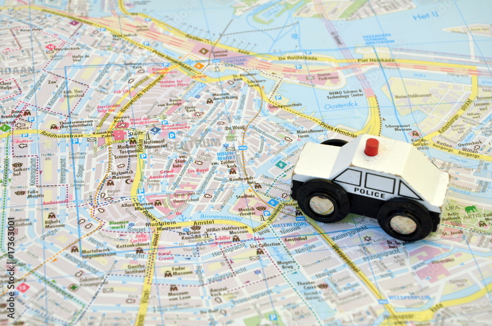 Police car on the map of the city Stock Photo | Adobe Stock