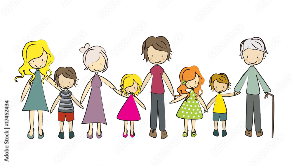 collection famille intergenerationnelle Stock Illustration | Adobe Stock