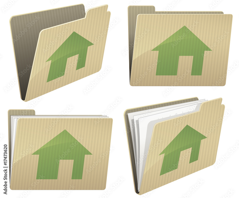 Dossier maison verte en papier kraft (détouré) Stock Vector | Adobe Stock